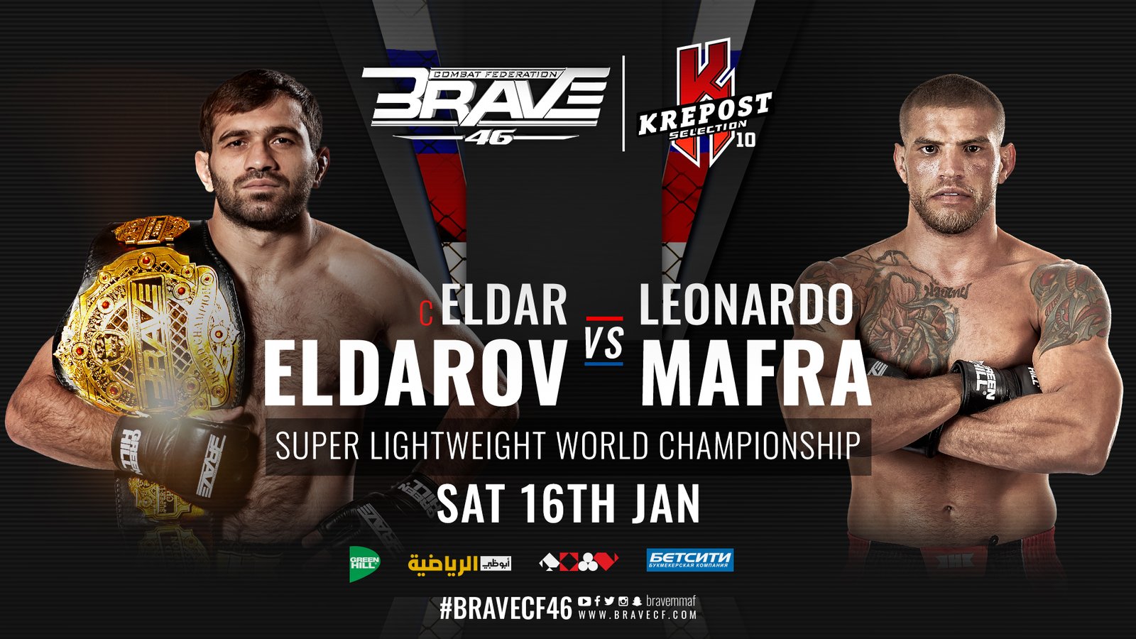 Eldar Eldarov to defend Super Lightweight world title against Leonardo Mafra at BRAVE CF 46, in ...