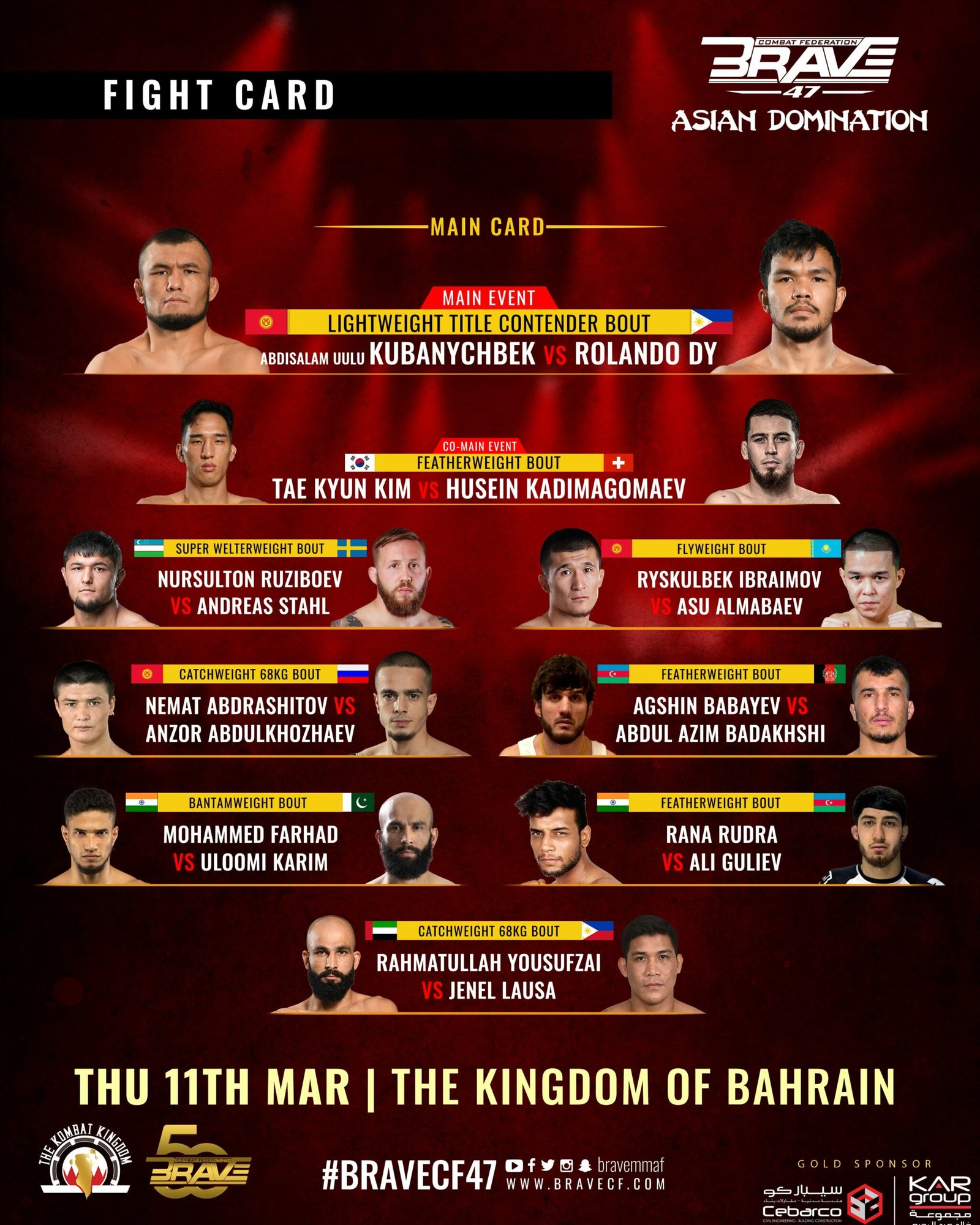 BRAVE CF releases full fight card for Asian Domination event | MMA UK